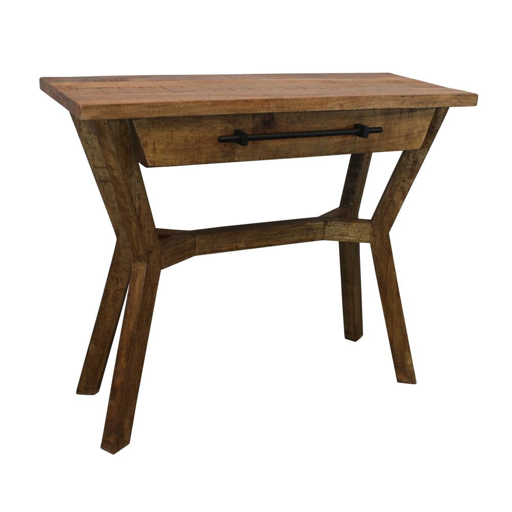 HomeRoots 36" Natural Solid Wood Distressed Cross Leg Console Table ...