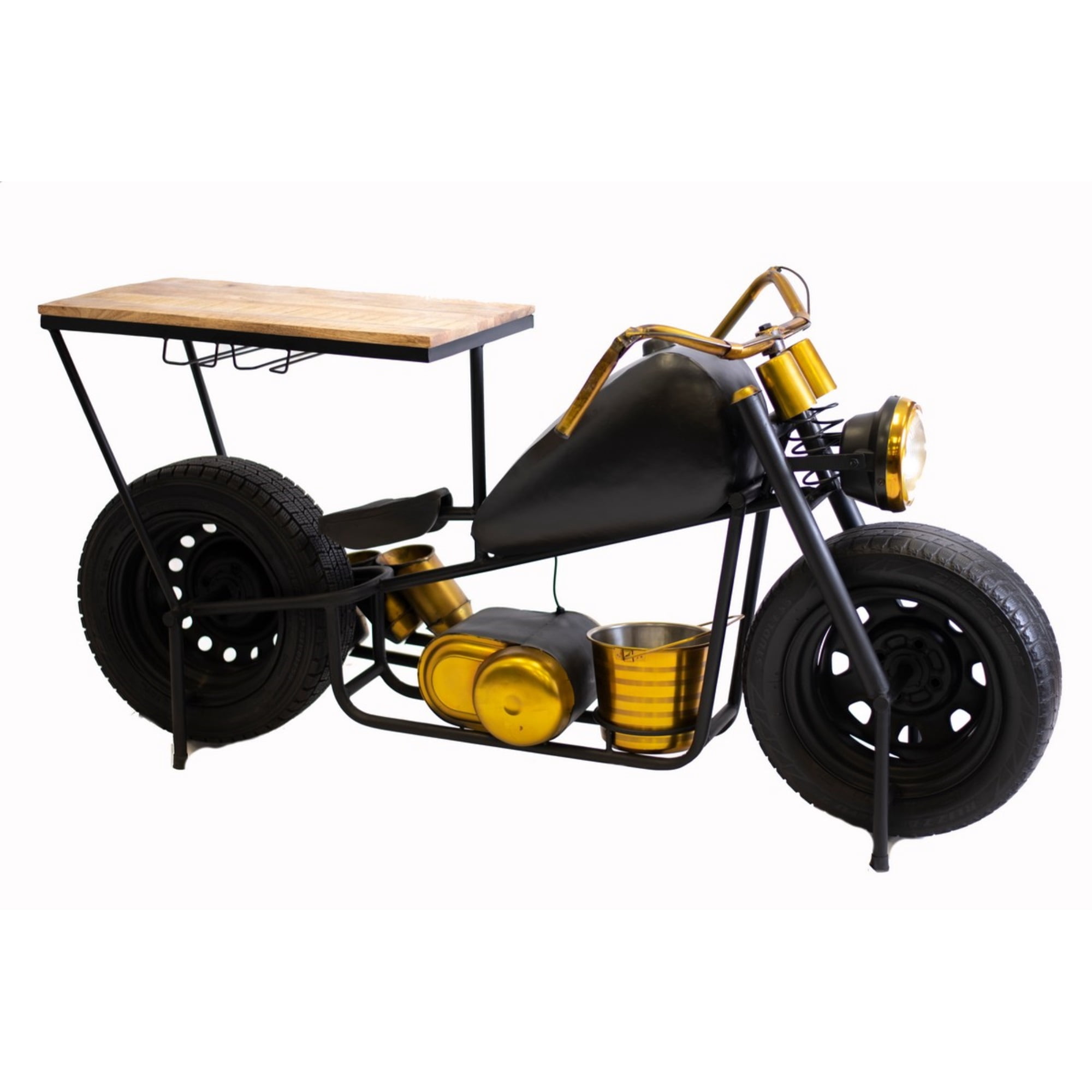 16.5" X 70" X 33" Black and Gold Chopper Style Motorcycle Bar - Walmart.com