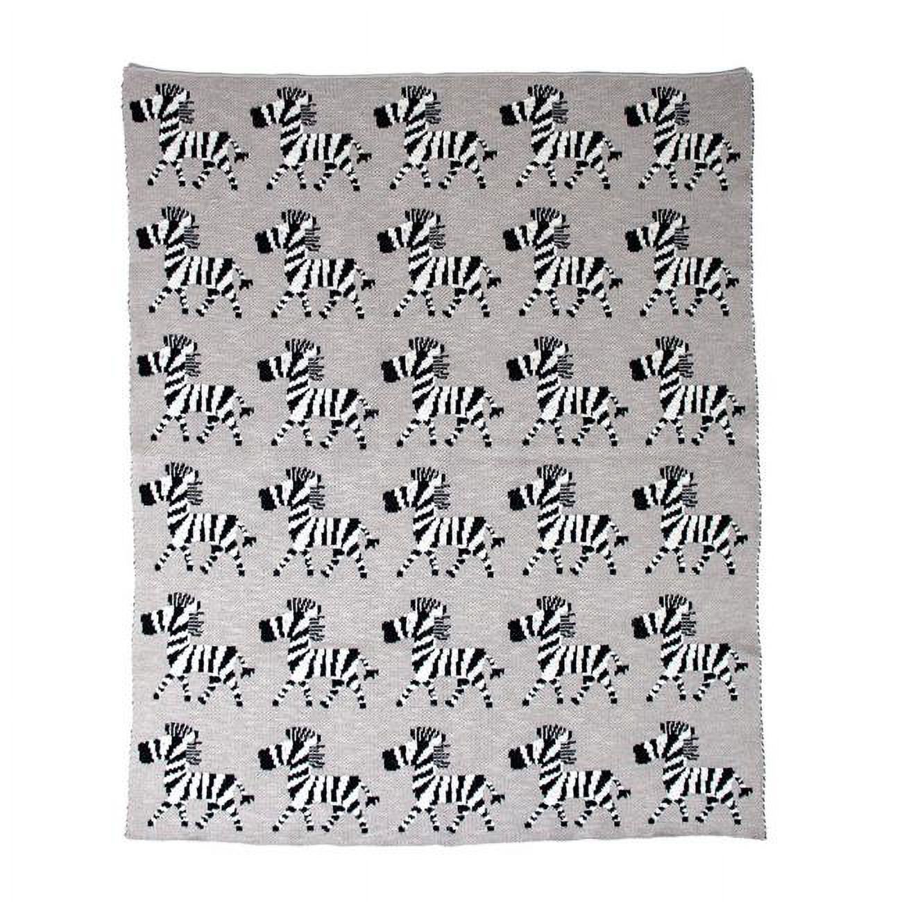 HomeRoots 383161 Grey Lots Of Zebras Woven Knitted Baby Blanket - Walmart.com