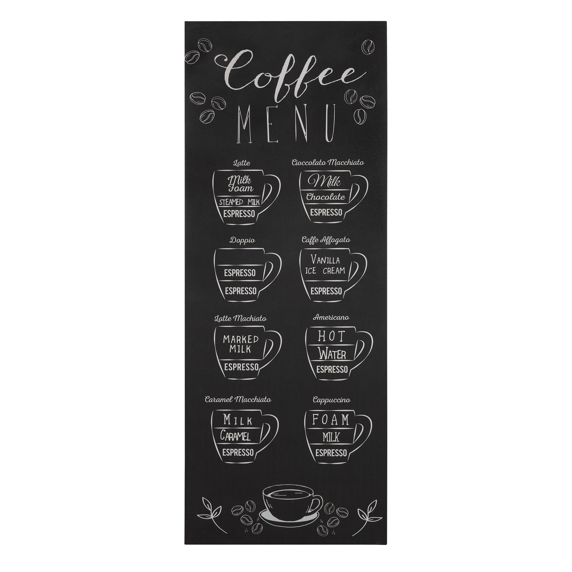 Coffee Menu Monochromatic Wall Art - Walmart.com