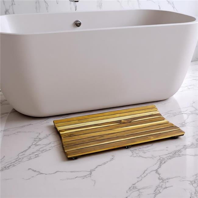 HomeRoots 383341 31 in. Brown Teak Slat Non Slip Bath Mat - Walmart.com