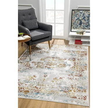 SAFAVIEH Madison Oscar Abstract Distressed Area Rug, Light Blue/Green ...