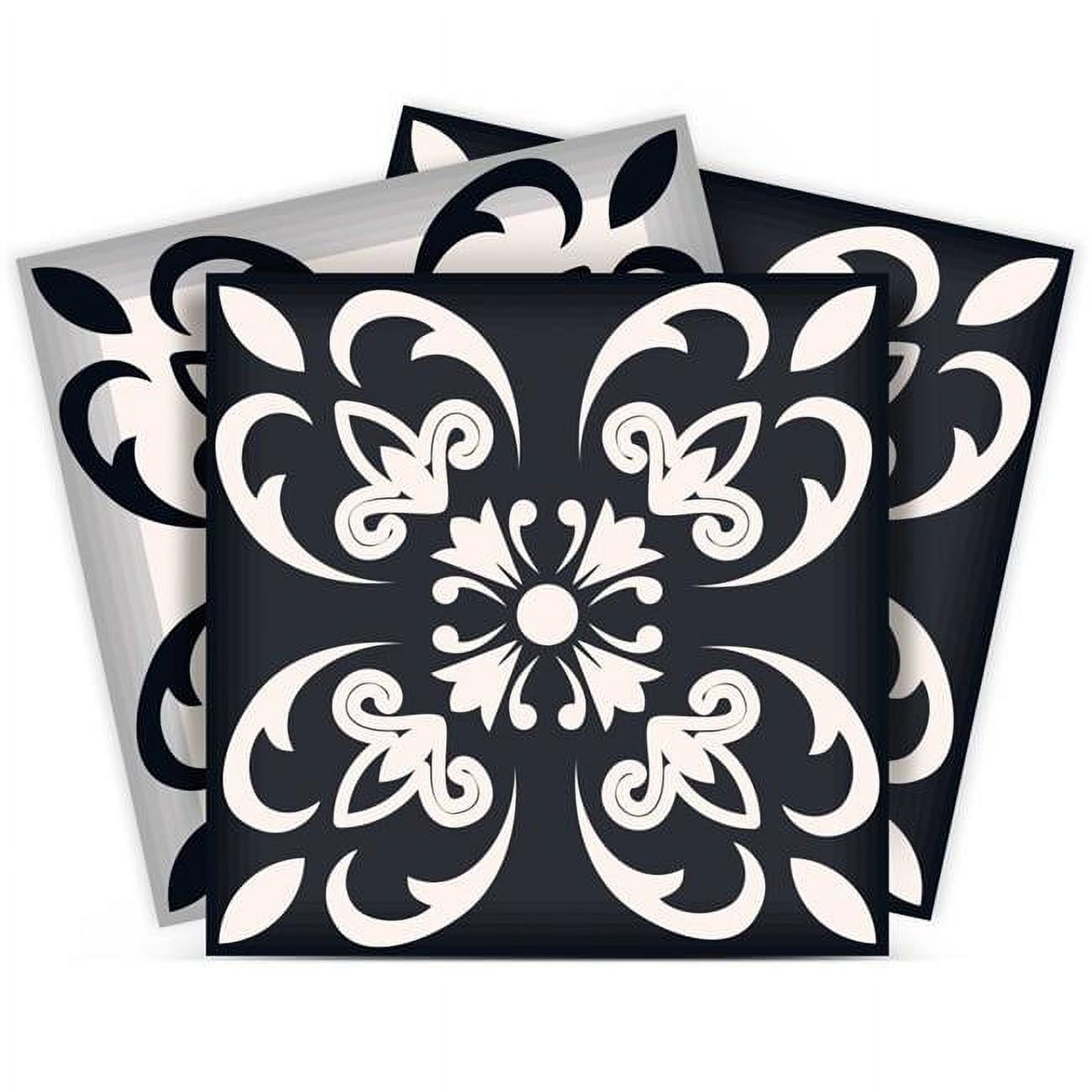 HomeRoots 390629 5 x 5 in. Black & White Quatro Peel & Stick Removable ...