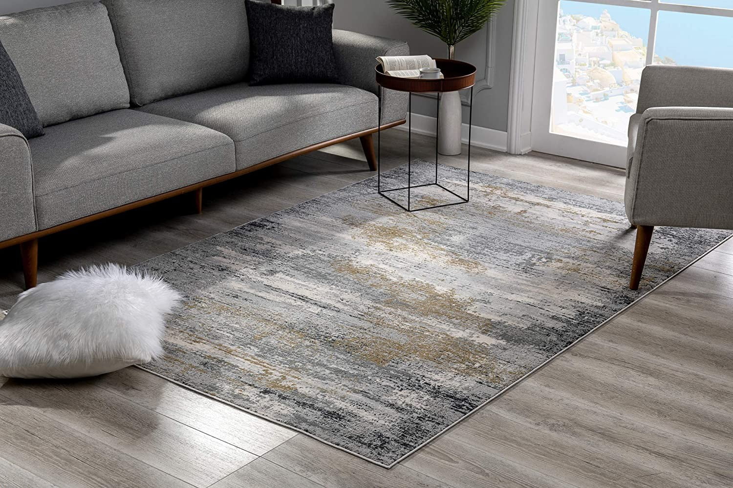 2â€™ x 20â€™ Gray Mod Distressed Strokes Runner Rug - Walmart.com