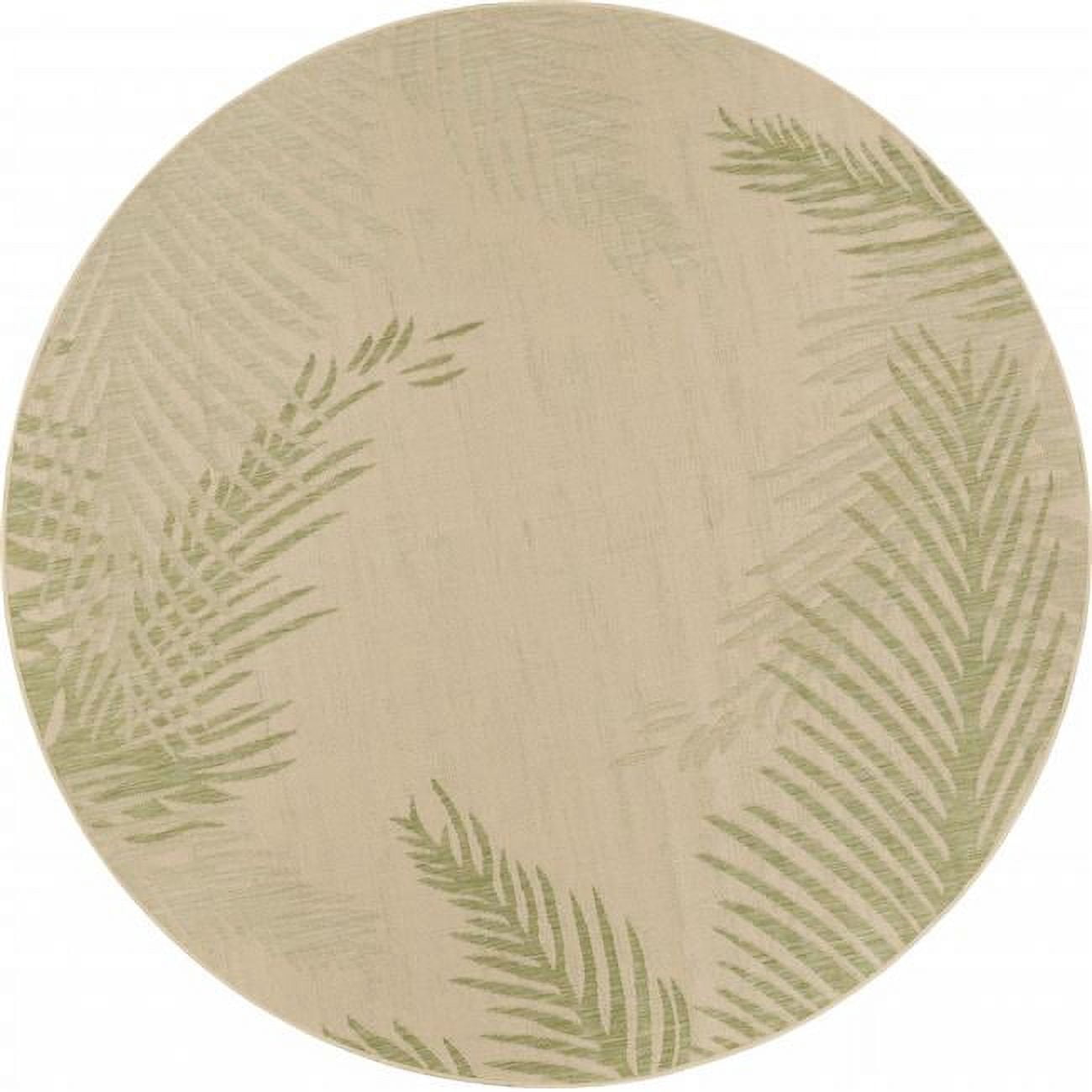 HomeRoots 393735 8 ft. Round Green Palms Indoor & Outdoor Area Rug ...