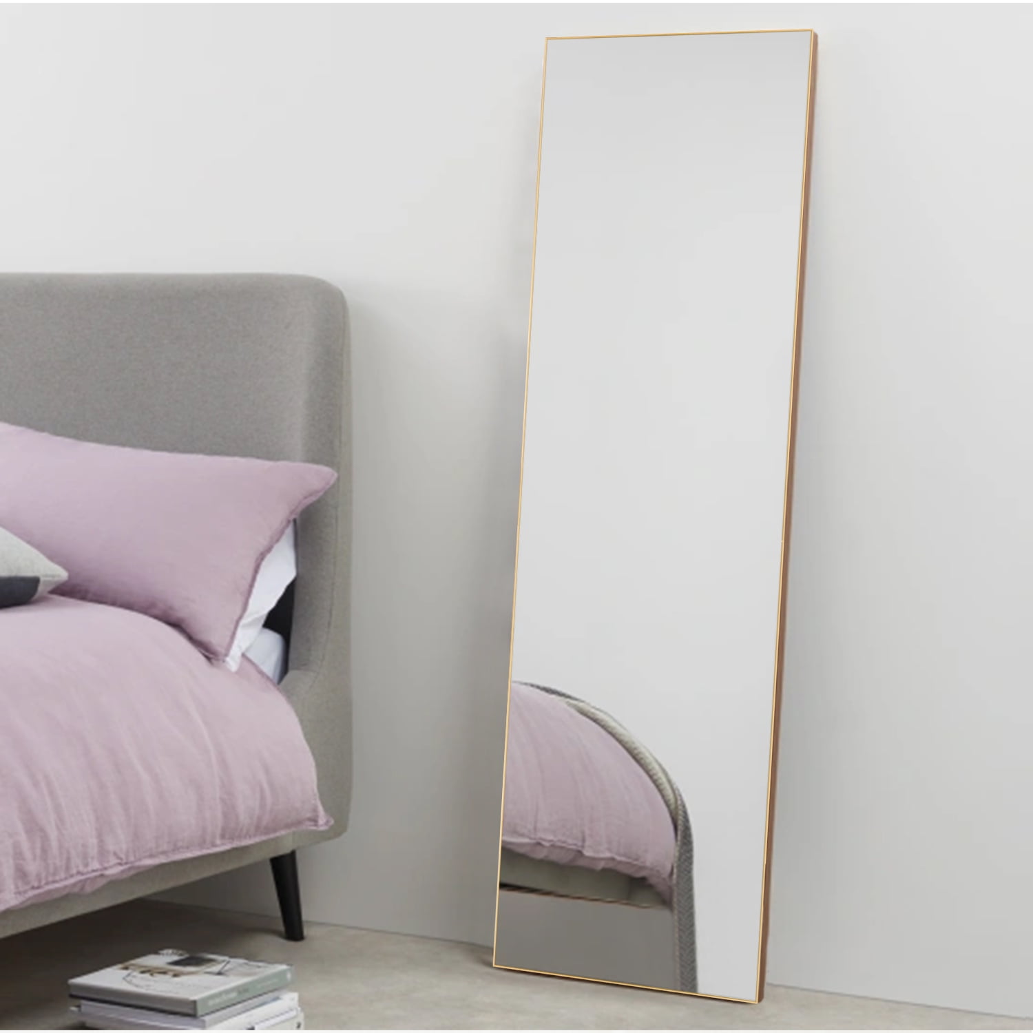 55.1in. x 15.7in.Aluminum Alloy Framed Gold Full Length Mirror With ...