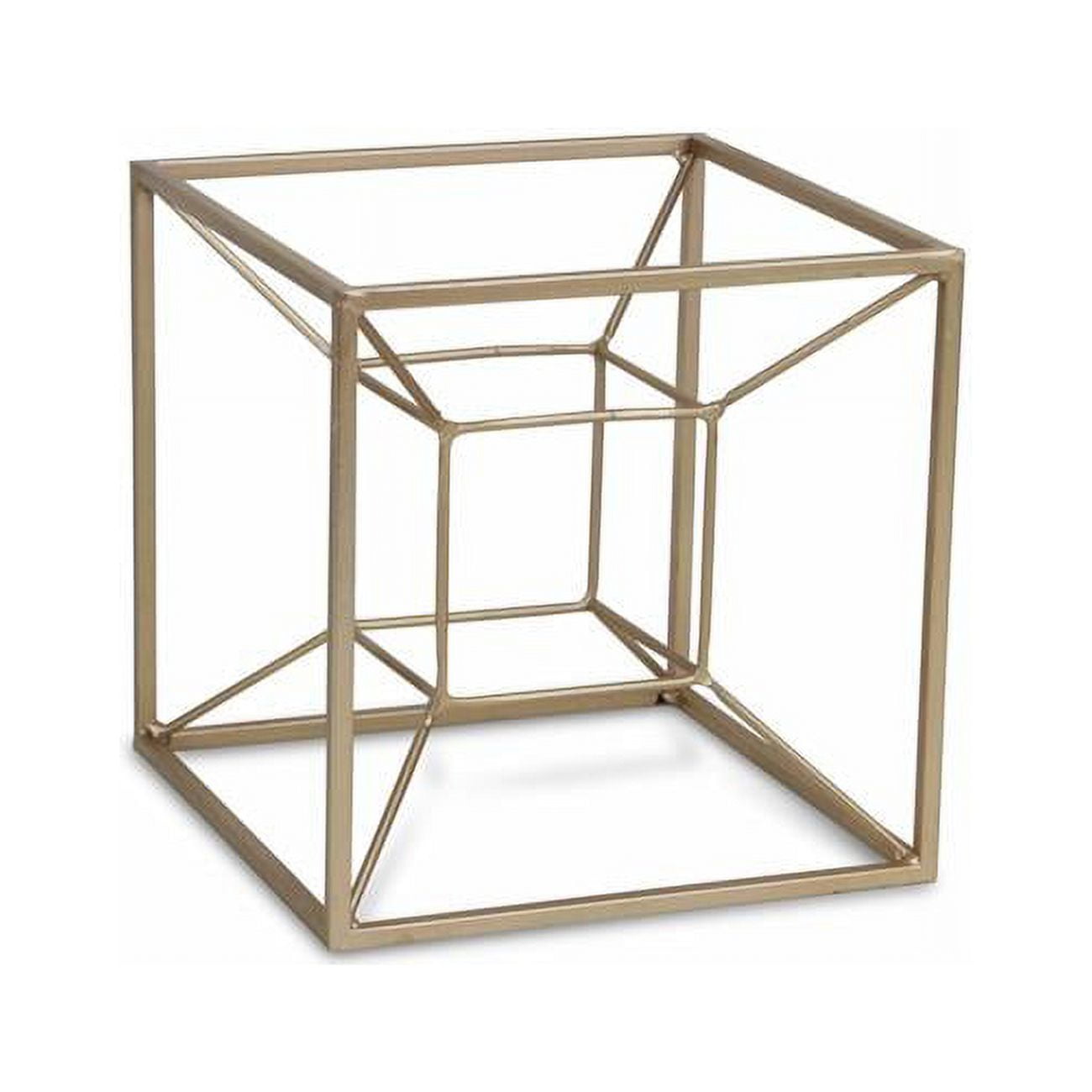 HomeRoots 399637 8 x 8 x 8 in. Jumbo Champagne Metal 3D Cube Decorative ...