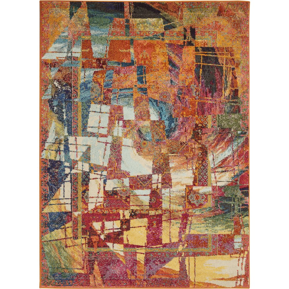 HomeRoots 4' X 6' Stained Glass Abstract Power Loom Non Skid Area Rug ...