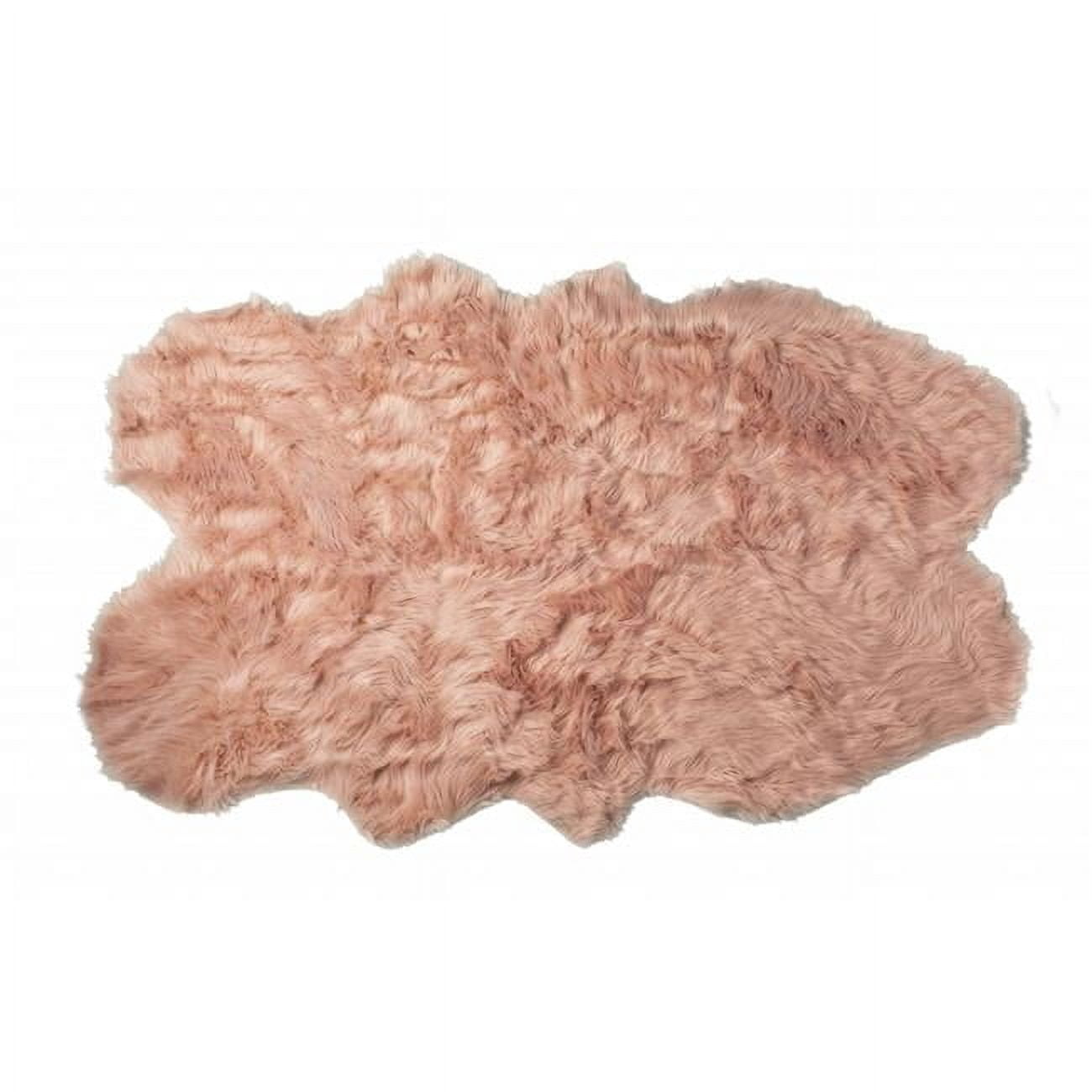 HomeRoots 4 x 6 ft. Dusty Rose Faux Fur Washable Non Skid Area Rug ...