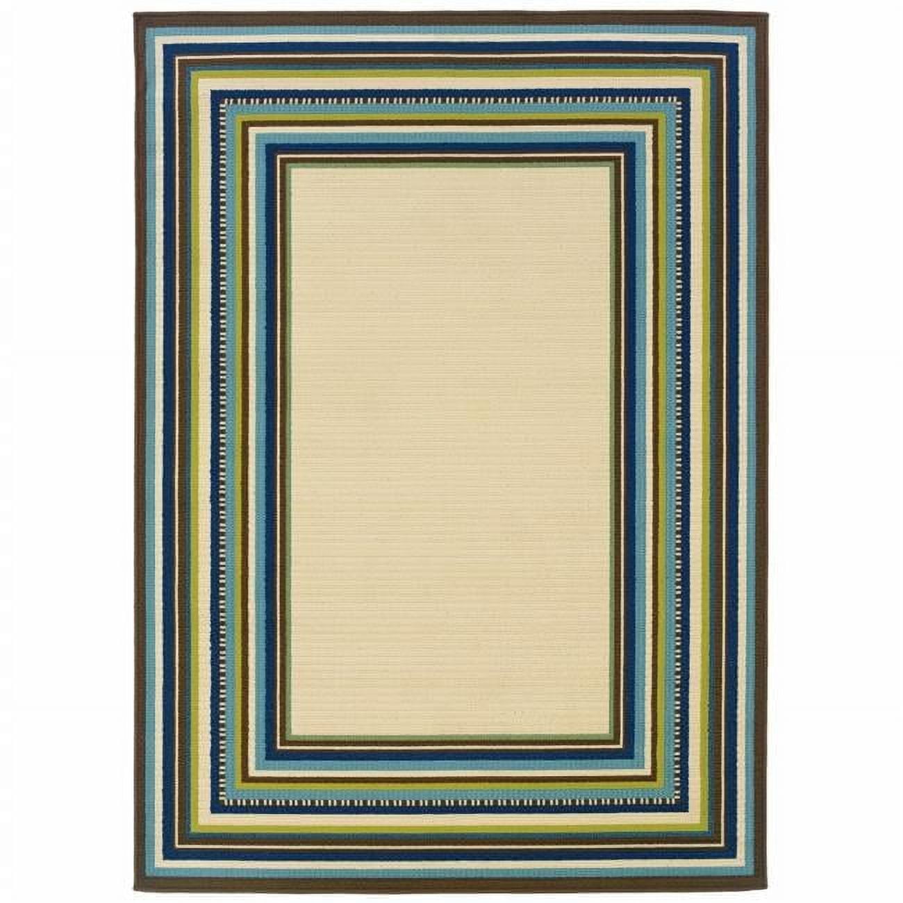 HomeRoots 4 x 6 ft. Ivory Mediterranean Blue & Lime Border Indoor ...