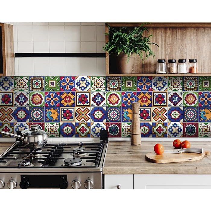 HomeRoots 8" X 8" Mediterra Celestial Mosaic Peel And Stick Removable ...