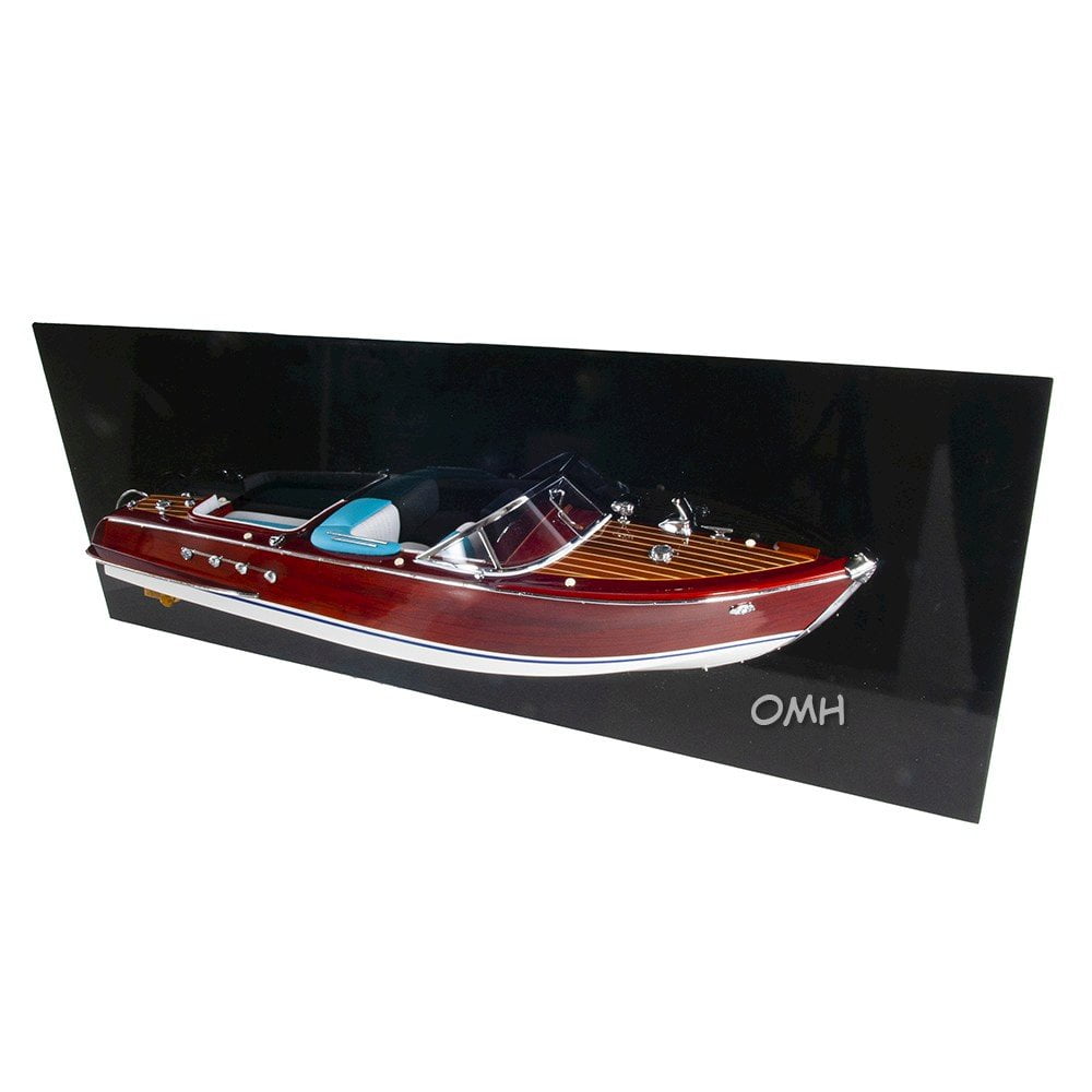 HomeRoots 12" Wood Brown Riva Aquarama Half Hull Hand Painted ...