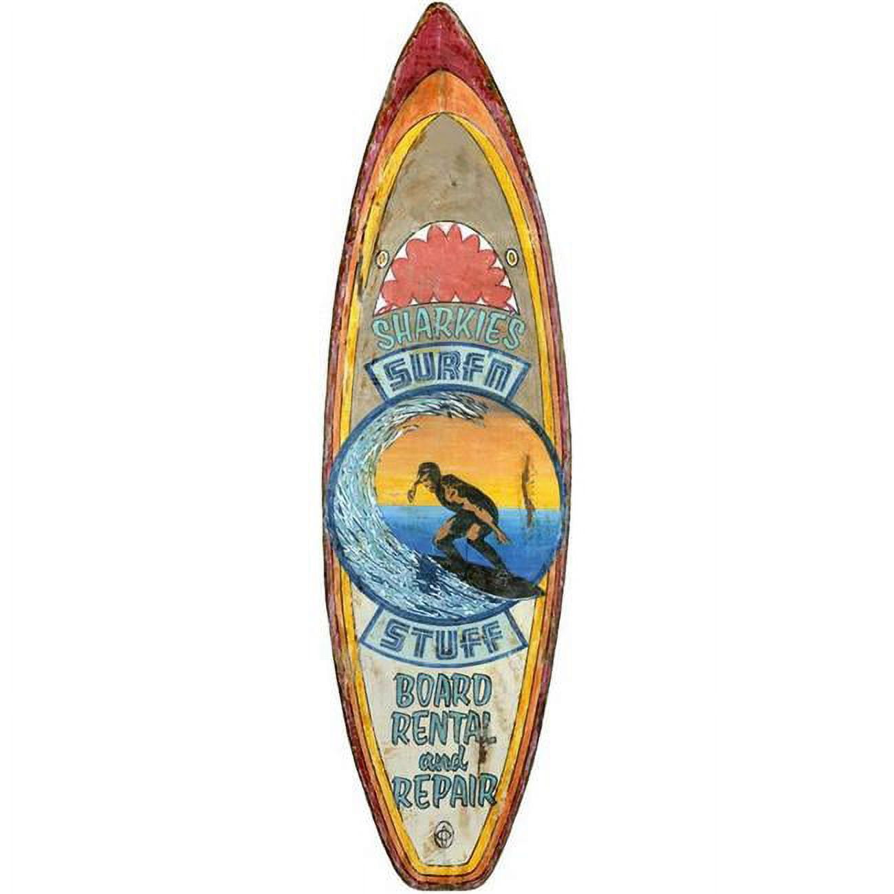 HomeRoots Vintage Surfshop Advertisement Surfboard Art Decorative Wall ...