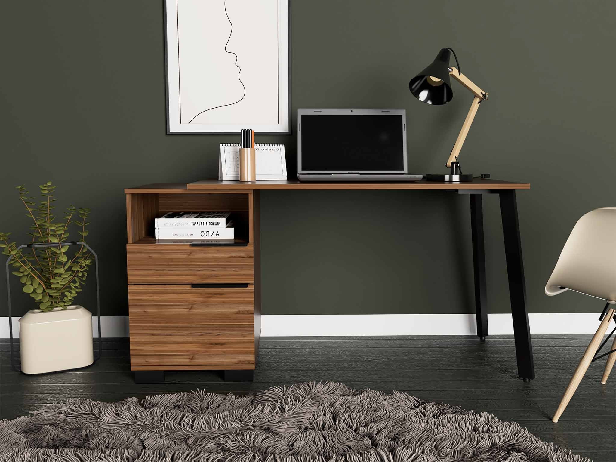 Contempo Flair Mahogany and Black Office Desk - Walmart.com