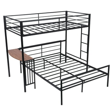 Wooden & Metal Twin Futon Base Bunk Bed, Black - Walmart.com