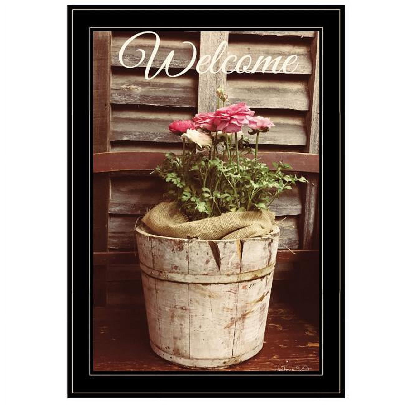 HomeRoots 404309 Rustic Welcome Roses Black Framed Print Wall Art ...