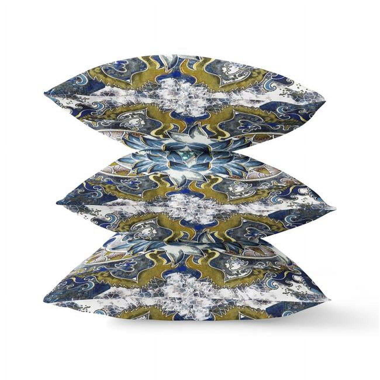 HomeRoots 418105 5 x 26 x 26 in. Blue & Green Blown Seam Geometric ...