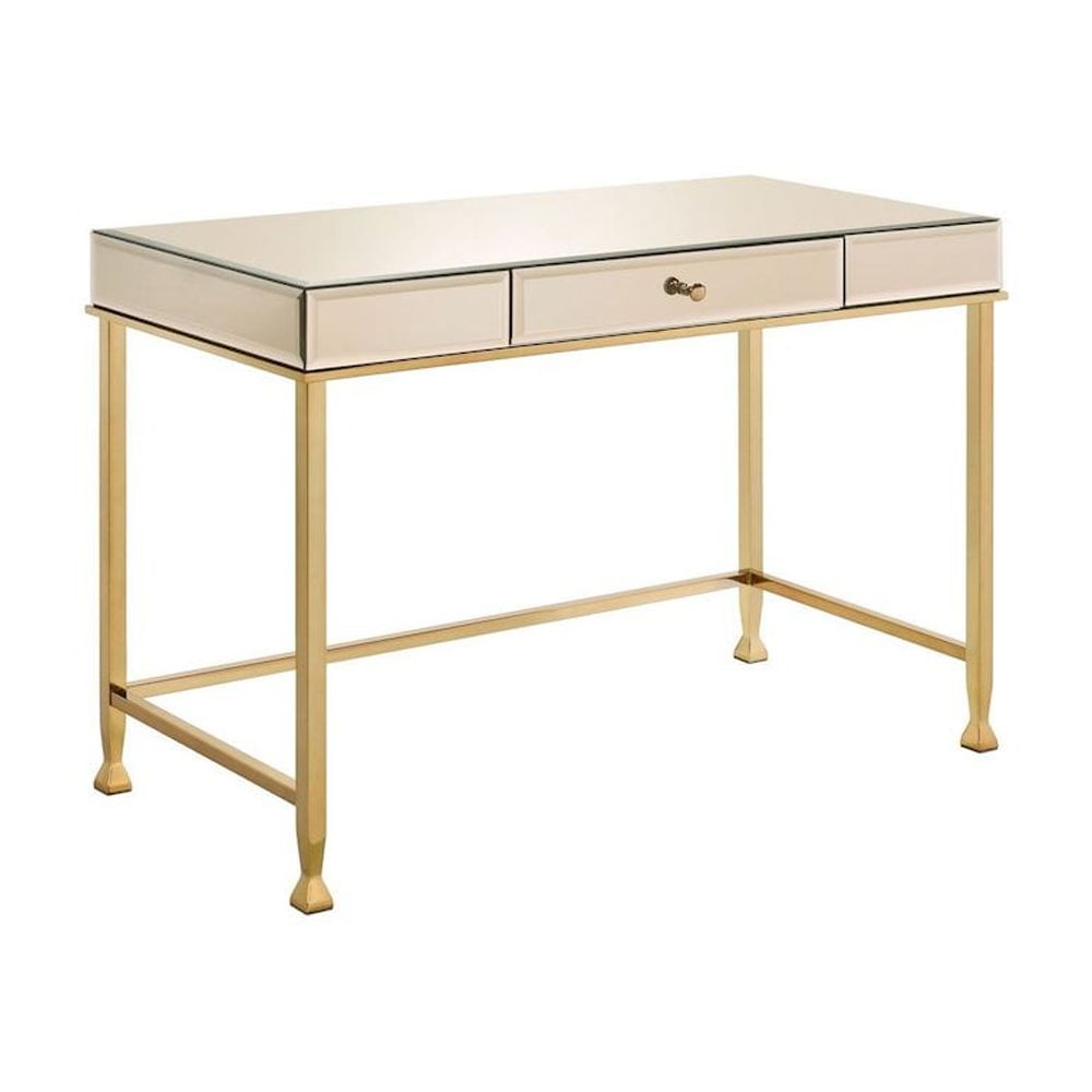 HomeRoots 42" Champagne Mirrored Writing Desk - Walmart.com