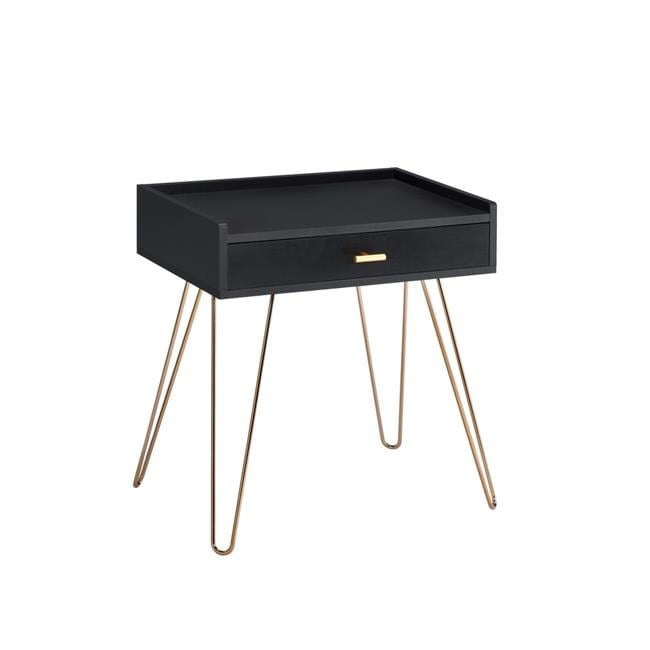 HomeRoots 469044 24 in. Modern Rectangular End Table with Drawer, Gold ...