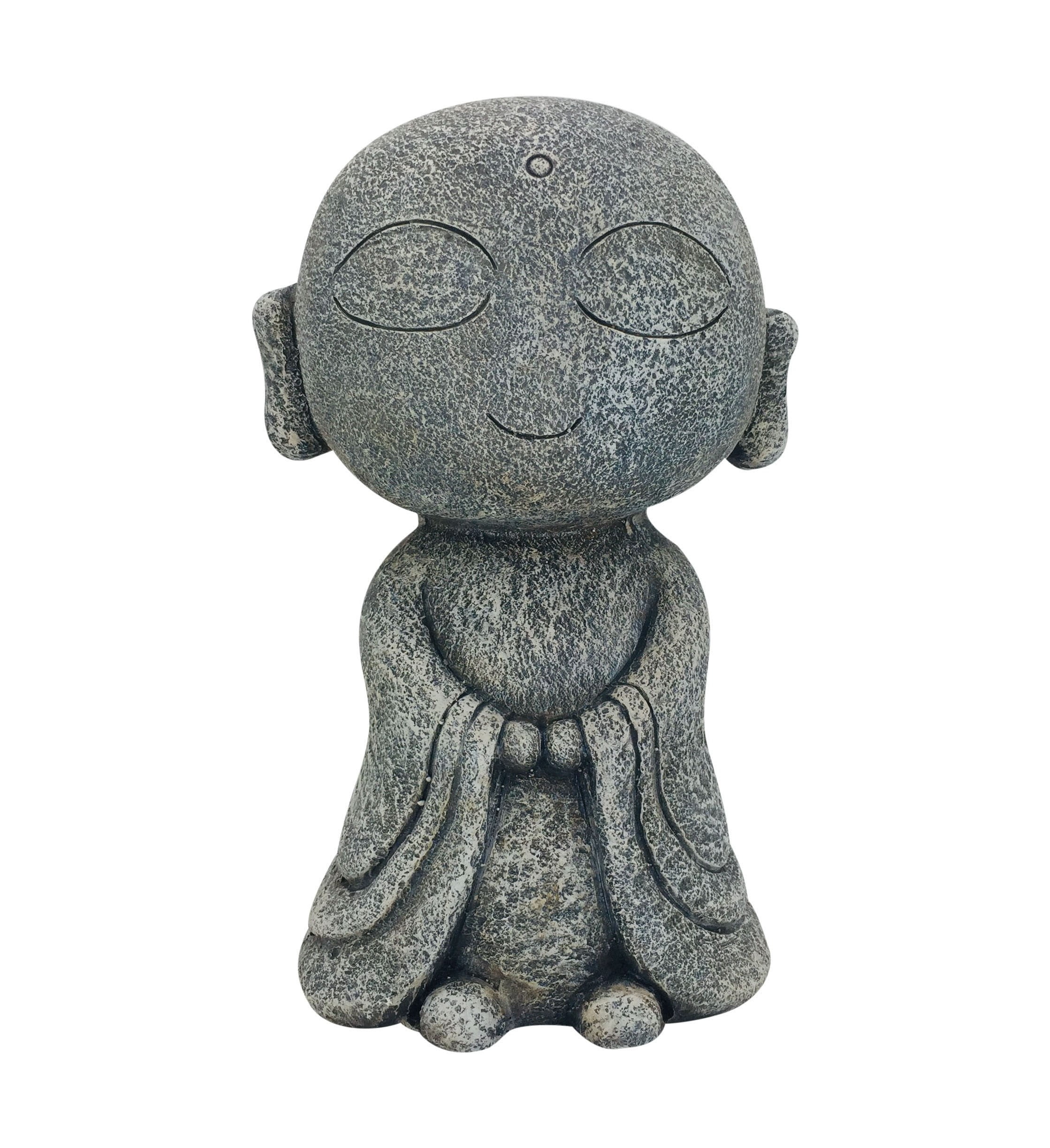 13" Gray Happy Monk Indoor Outdoor Statue - Walmart.com