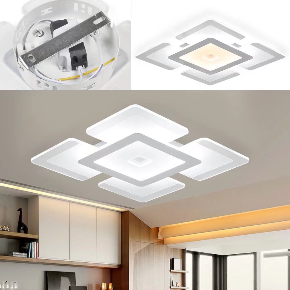White Modern Acrylic LED Square Ceiling Light - Walmart.com