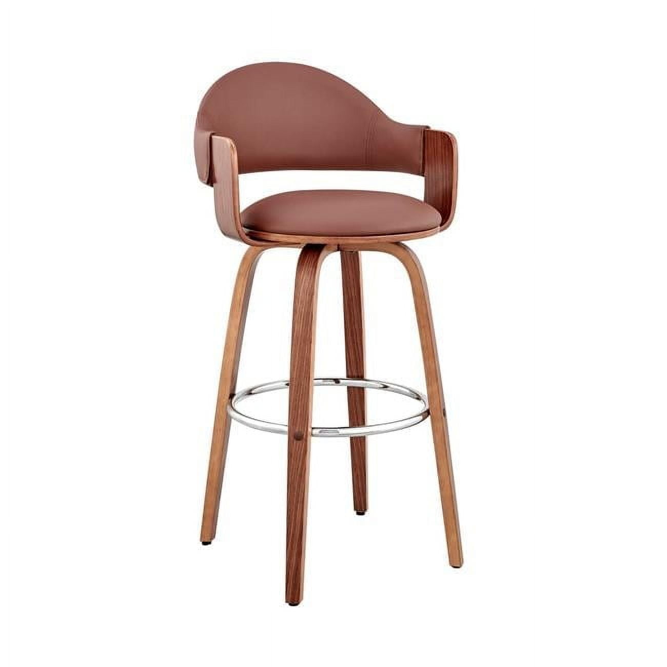 HomeRoots 476942 26 in. Rich Brown Faux Leather Walnut Wood Bar Stool ...
