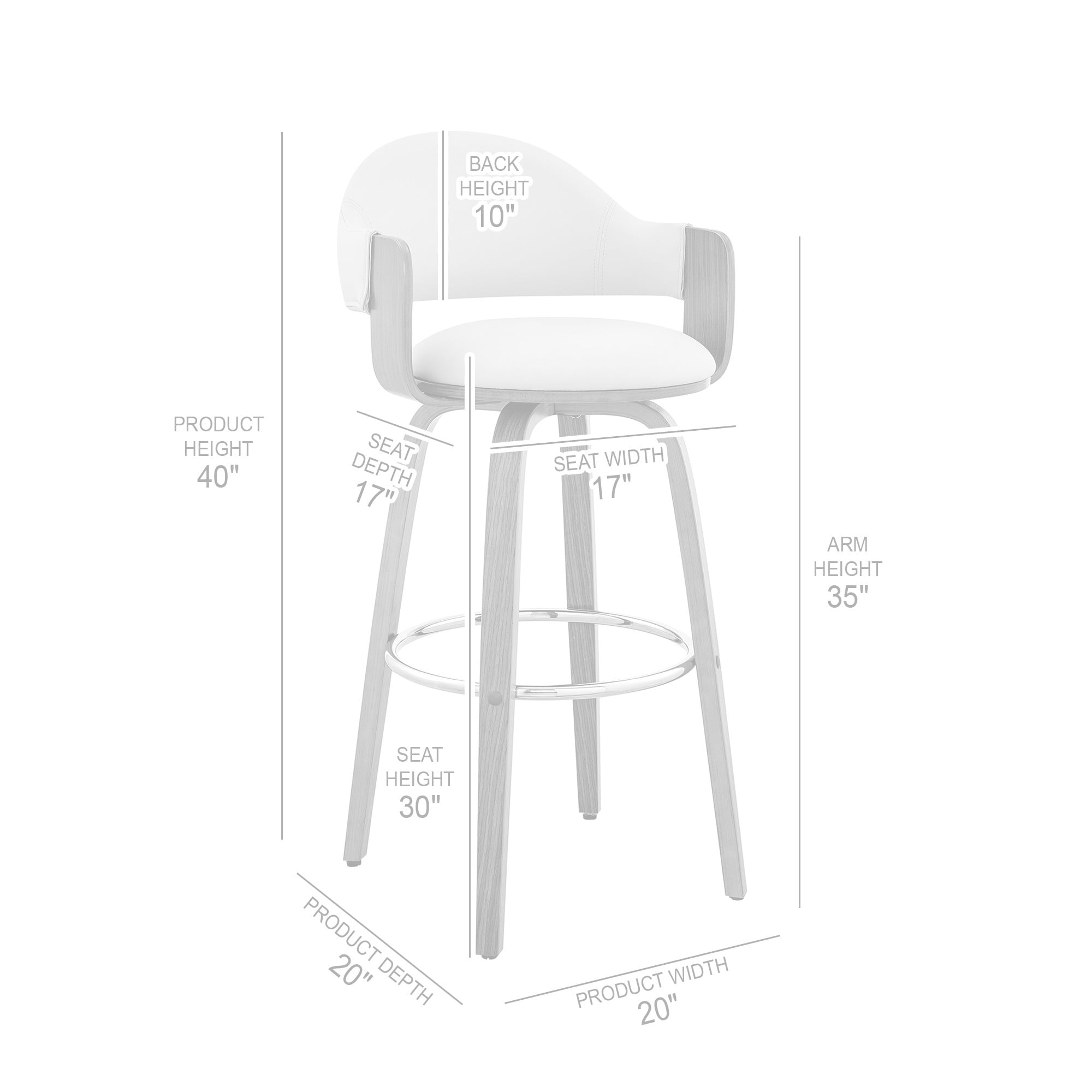HomeRoots 476943 30 in. Rich Brown Faux Leather Walnut Wood Bar Stool ...