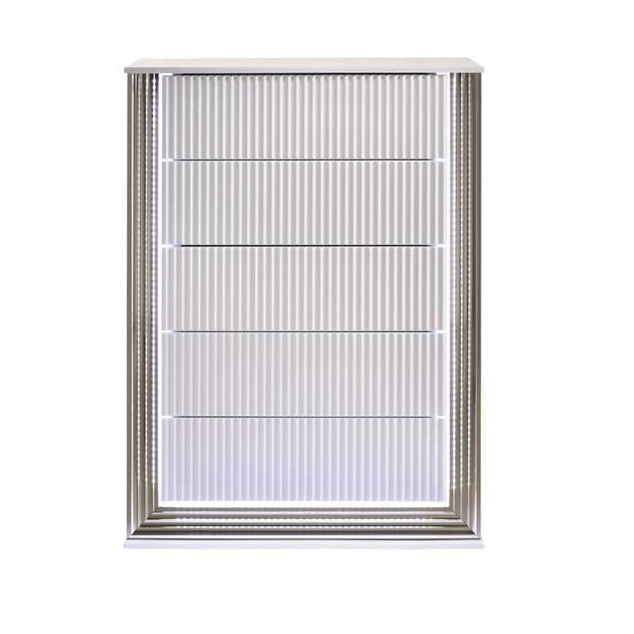 HomeRoots 478635 50 x 36 x 19 in. White Solid Wood Mirrored Five ...