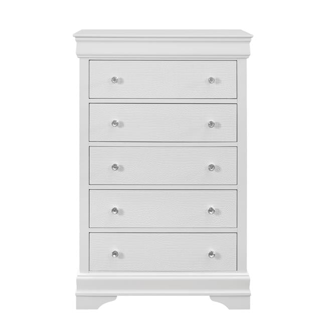 HomeRoots 478645 48 x 31 x 16 in. Metallic White Solid Wood Five ...