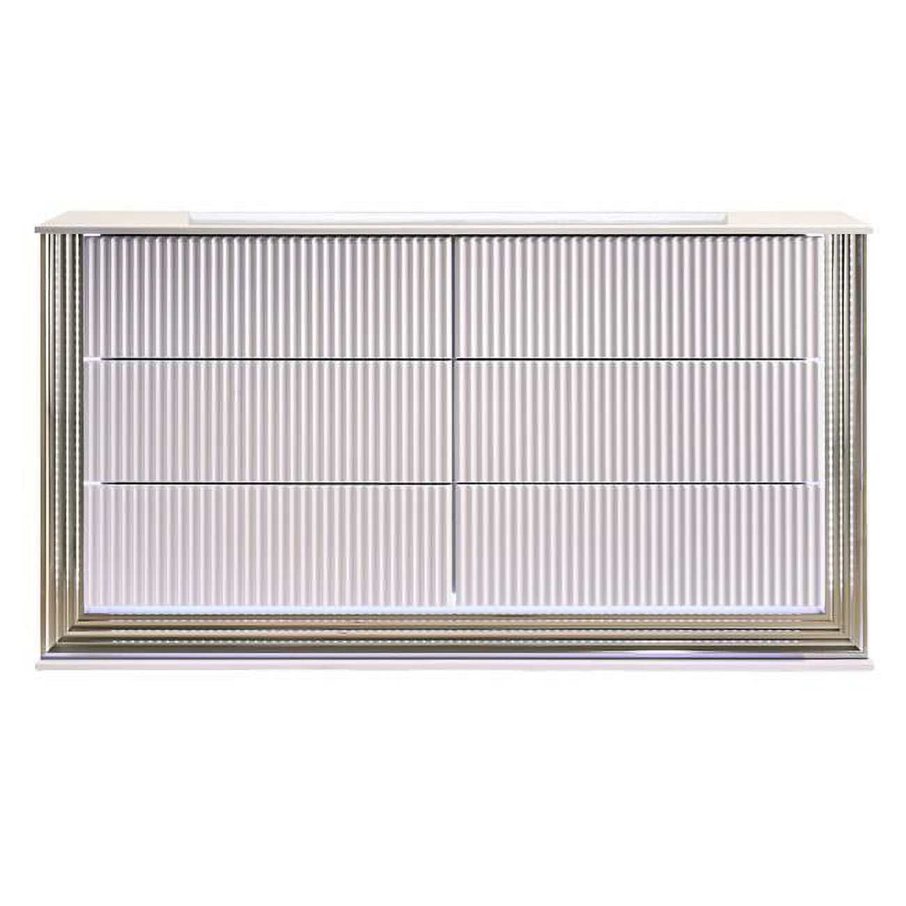 HomeRoots 478649 61 in. Solid Wood Mirrored Six Drawer Double Dresser ...