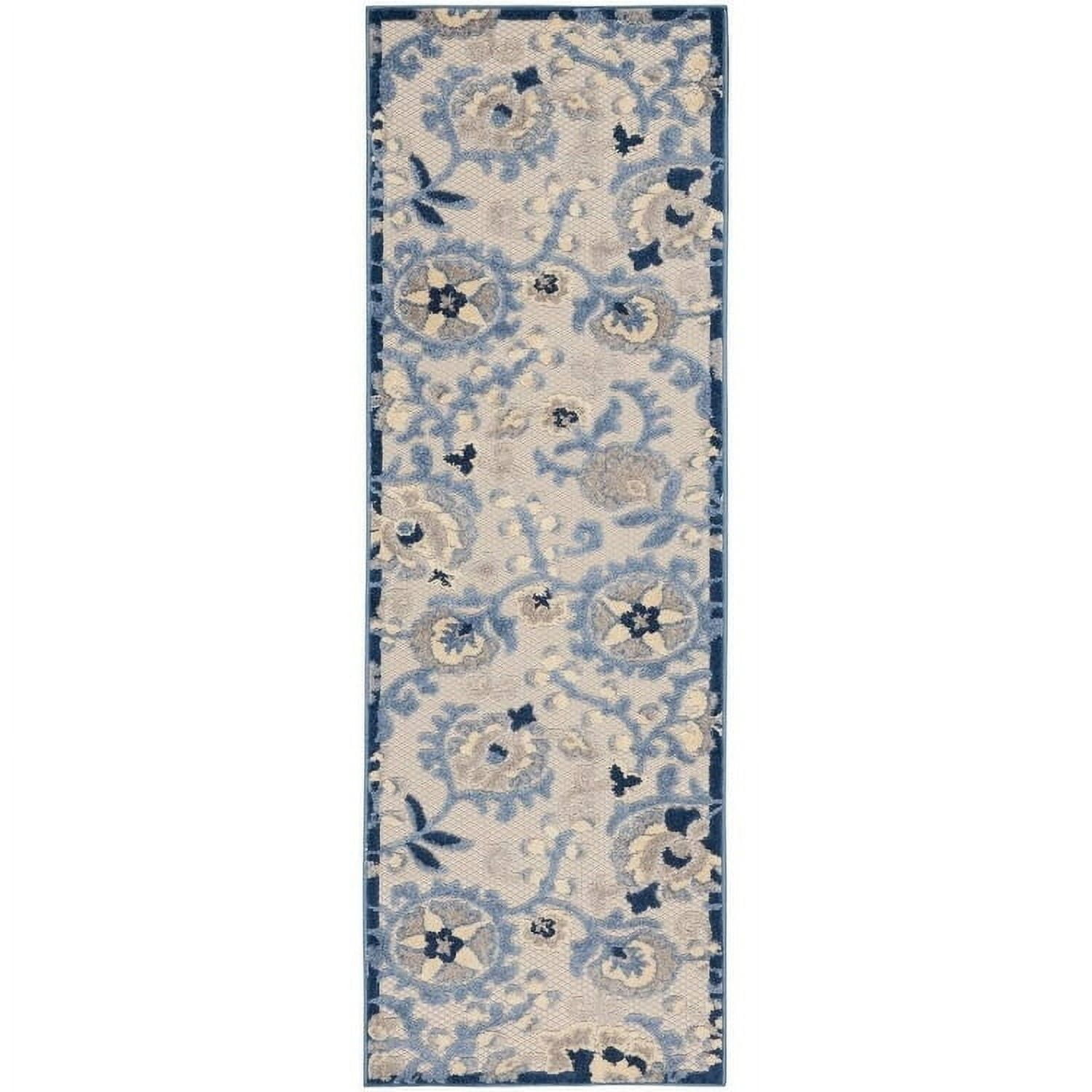 HomeRoots 479305 2 x 6 ft. Blue & Gray Toile Non Skid Indoor & Outdoor ...