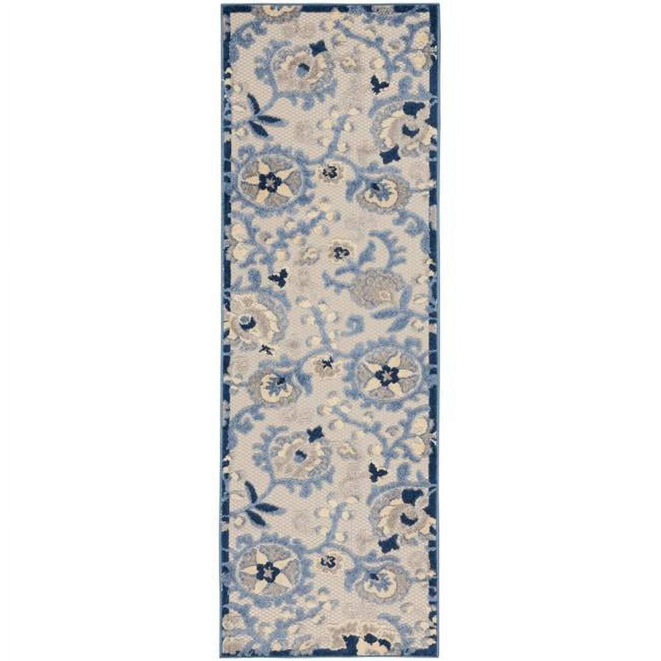 HomeRoots 479305 2 x 6 ft. Blue & Gray Toile Non Skid Indoor & Outdoor ...