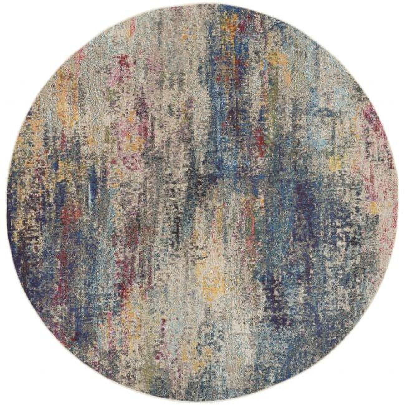 HomeRoots 480221 8 x 8 ft. Multi Color Round Abstract Power Loom Non ...