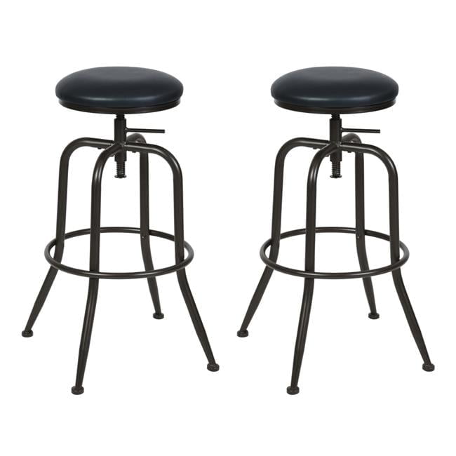HomeRoots 483710 30 in. Steel Swivel Backless Bar Chairs with Footrest ...