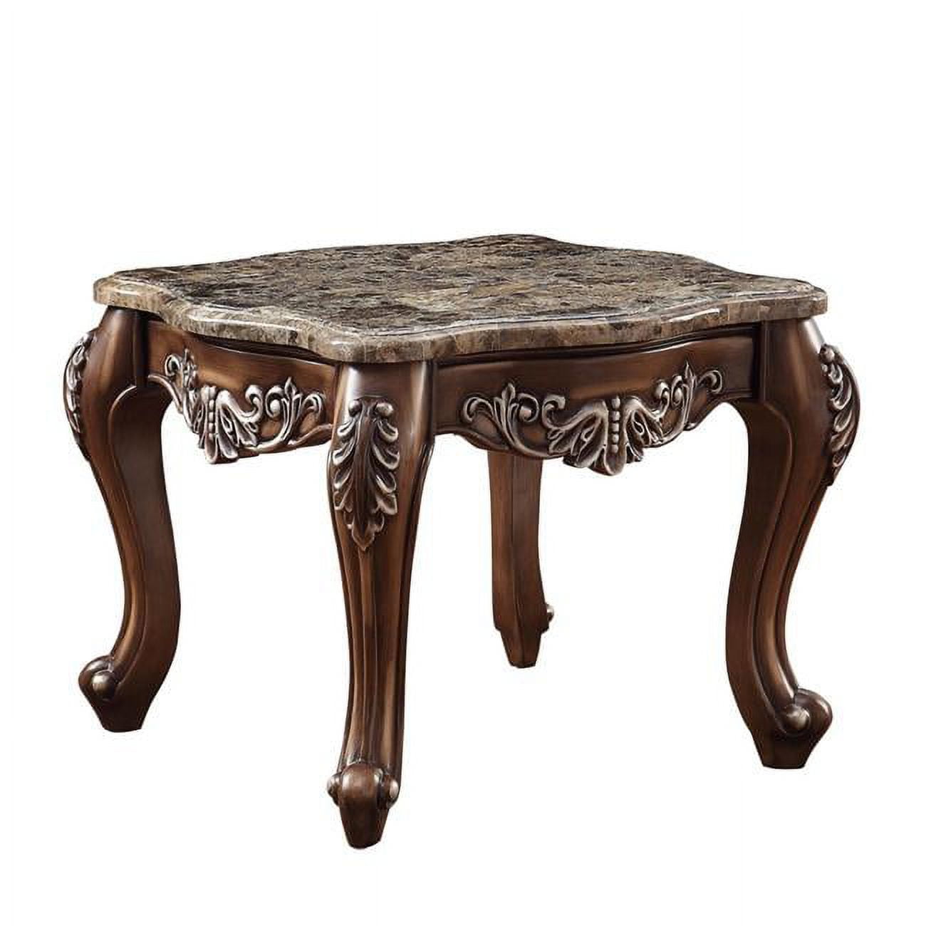 HomeRoots 485839 24 x 30 x 30 in. Antique Oak & Marble Square End Table ...