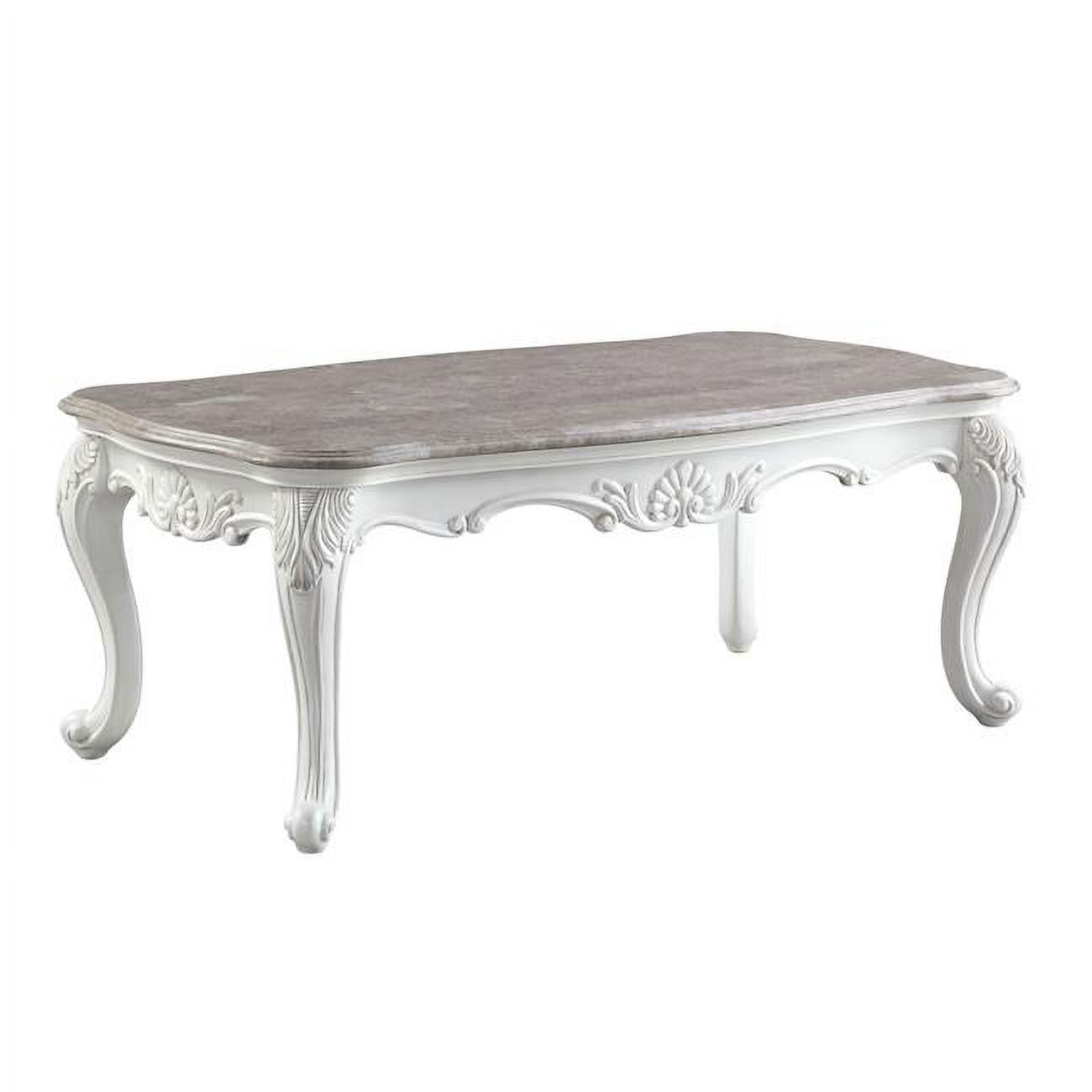 HomeRoots 486065 52 in. Faux Marble Rectangular Coffee Table, White ...
