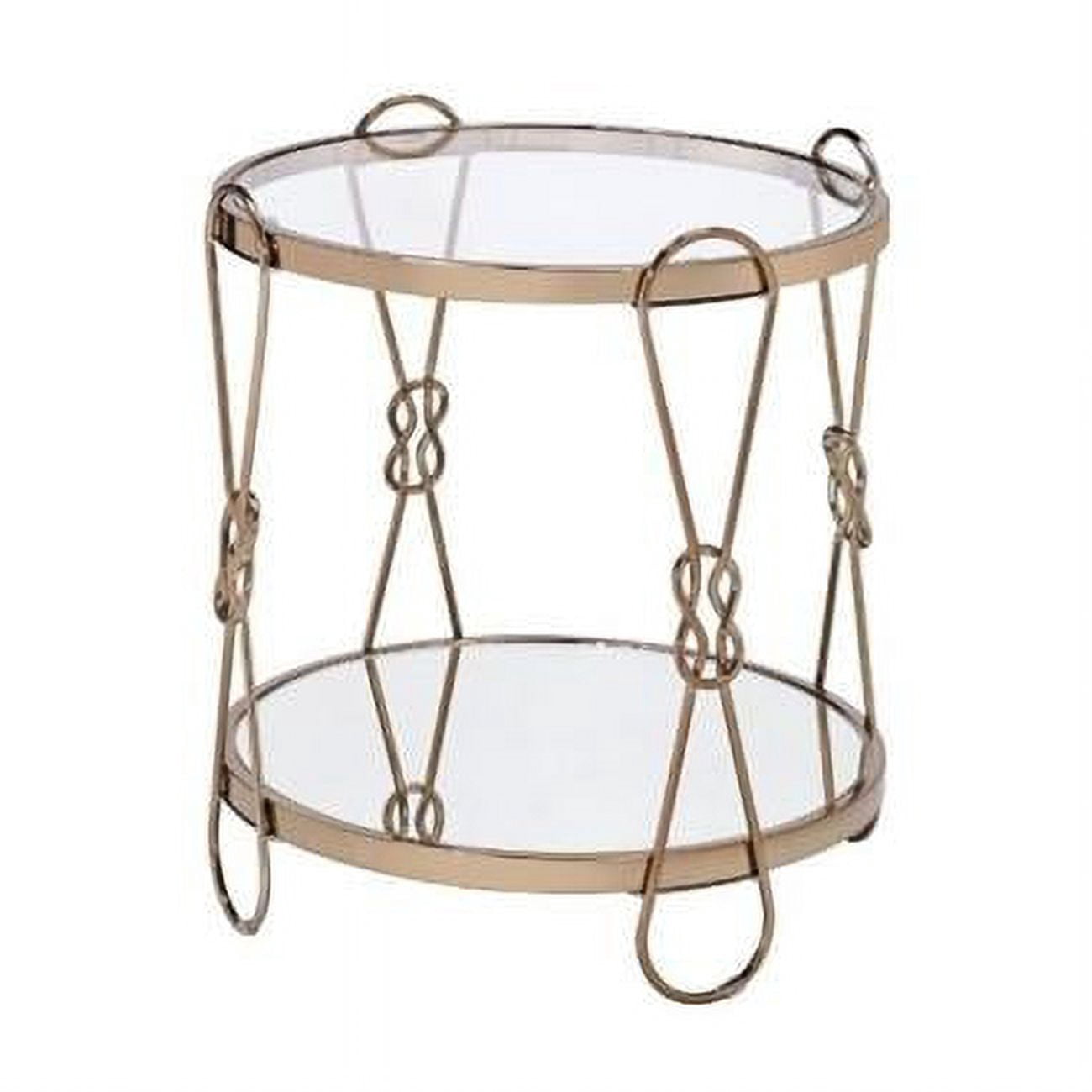 HomeRoots 486370 23 x 20 x 20 in. Gold Mirrored & Metal Round End Table ...