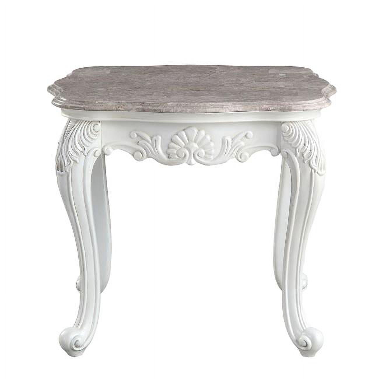 HomeRoots 486371 24 in. Marble & Polyresin Rectangular End Table, White ...