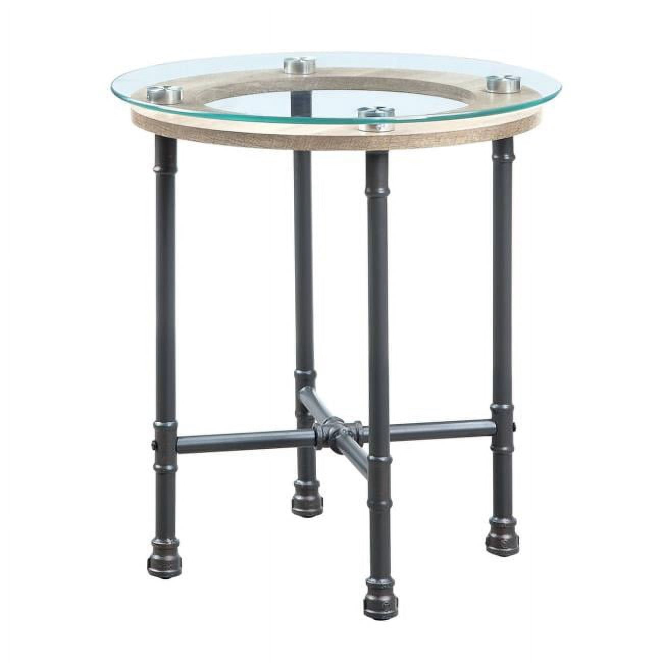 HomeRoots 486410 24 x 22 x 22 in. Sandy Gray & Clear Glass & Metal ...