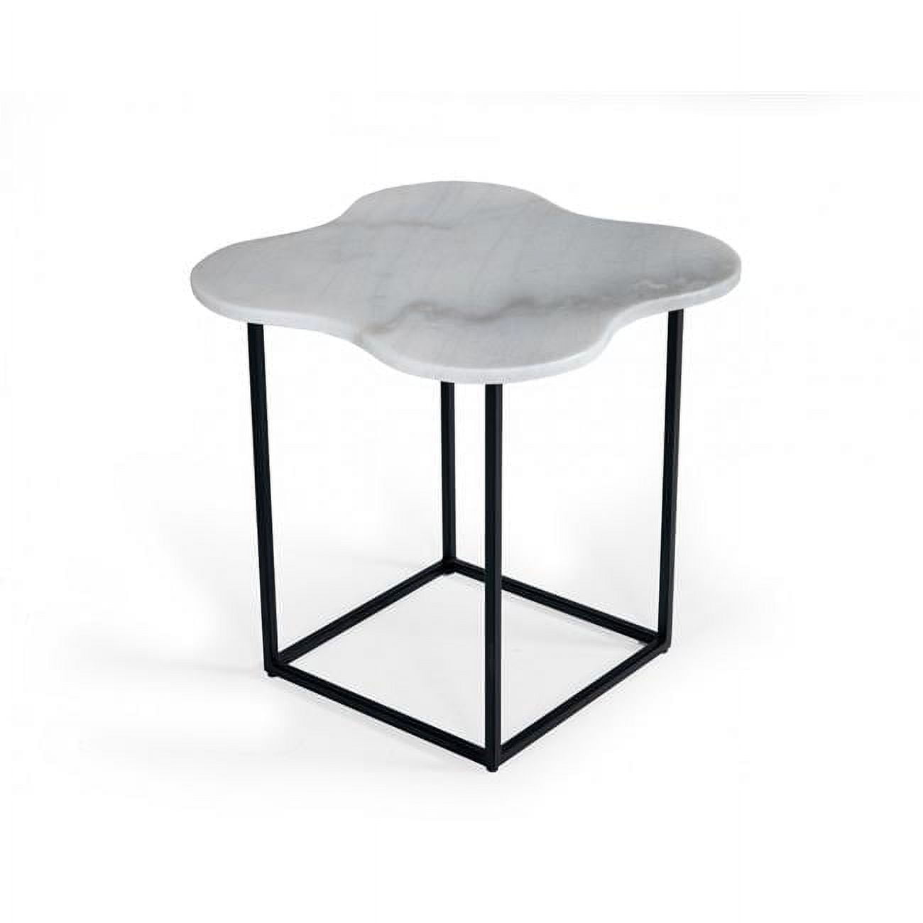 HomeRoots 487350 15 in. Marble Free Form End Table, Black & White ...