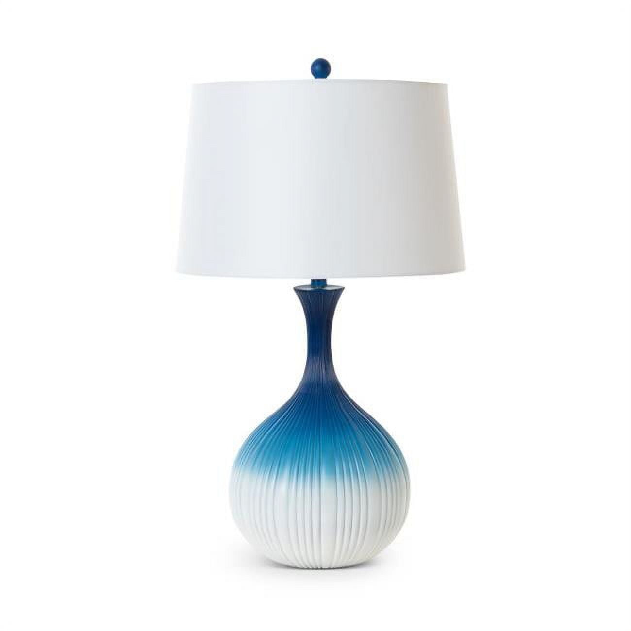 HomeRoots 488386 29.5 x 6 x 6 in. Blue & White Ombre Table Lamp with ...