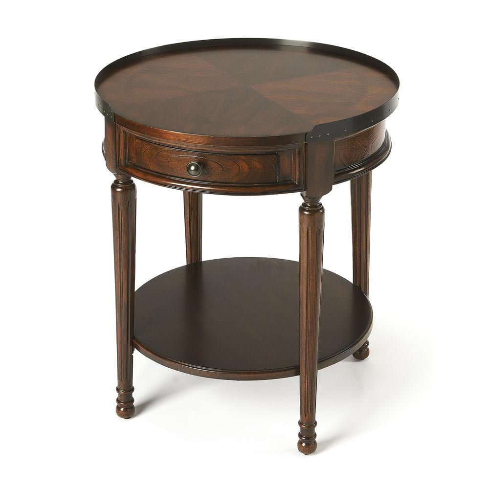 HomeRoots 488895 26 in. Manufactured Wood Round End Table with Drawer ...