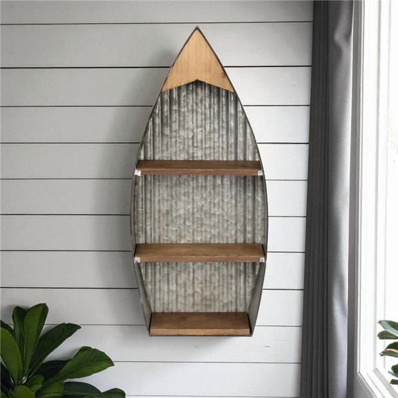 HomeRoots 489052 23 in. Brown & Gray Galvanized Metal & Wood Wall ...