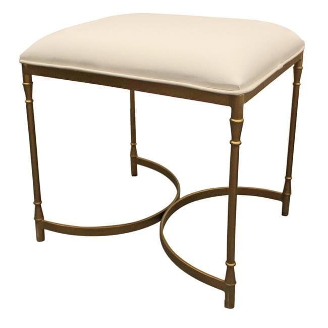 HomeRoots 490158 21 in. Ivory & Brass Iron Backless Bar Chair with ...