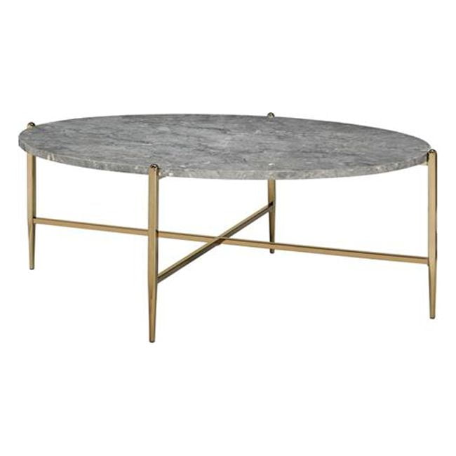 HomeRoots 490529 18 x 48 x 33 in. Champagne & Faux Marble Paper Veneer ...