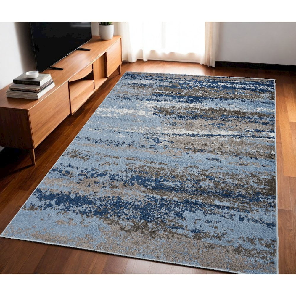 HomeRoots 5' X 7' Blue Abstract Area Rug - Walmart.com