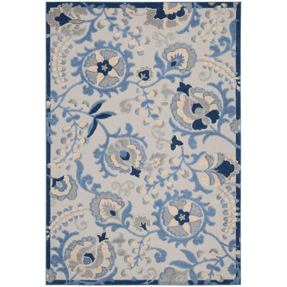HomeRoots 5' X 7' Blue And Grey Toile Non Skid Indoor Outdoor Area Rug ...