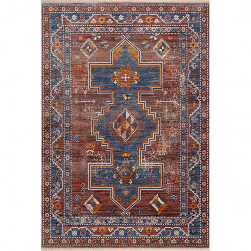 HomeRoots 5' X 8' Red Southwestern Area Rug - Walmart.com