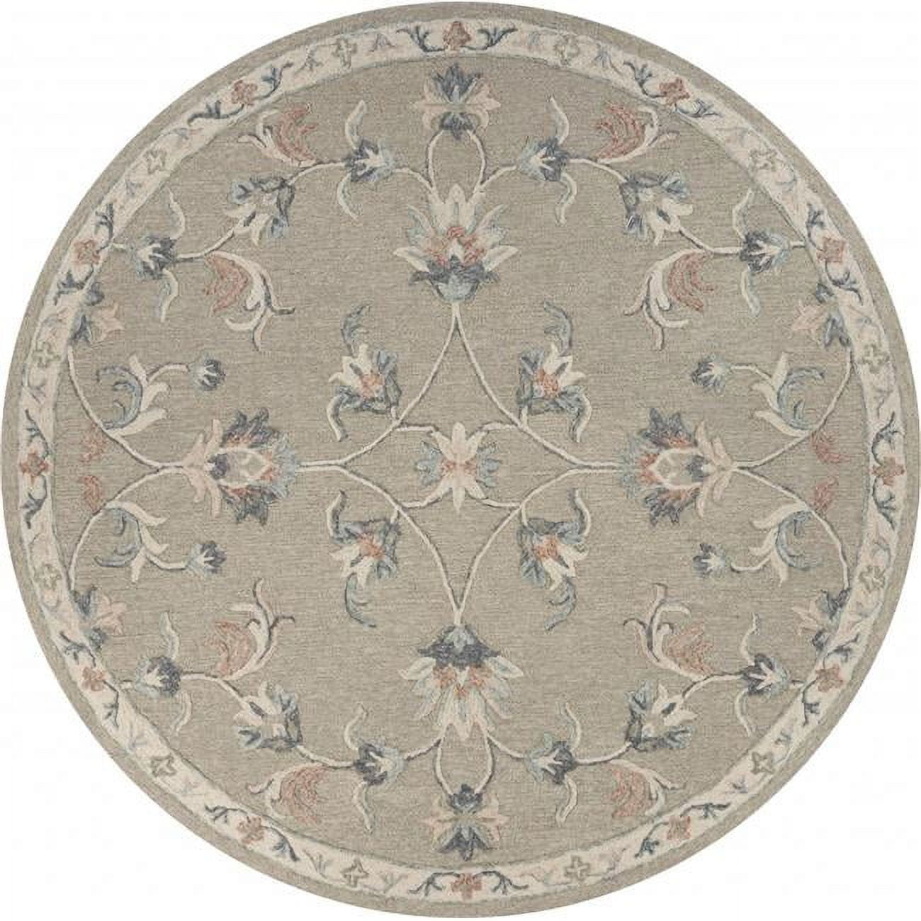HomeRoots 5 ft. Round Sage & Cream Filigree Area Rug - Sage Cream - 5 ...