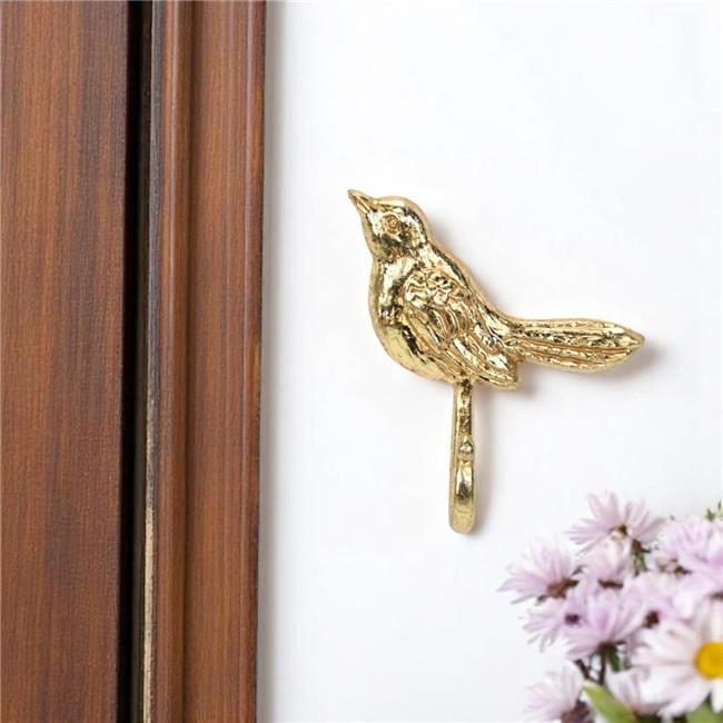 HomeRoots 612072 5 in. Gold Cast Iron Bird Wall Hook - Walmart.com